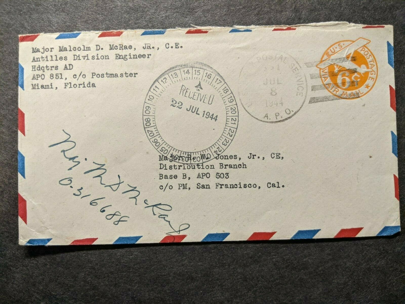 APO 851 FORT BROOKE, SAN JUAN, PUERTO RICO 1944 Censored WWII Army ...