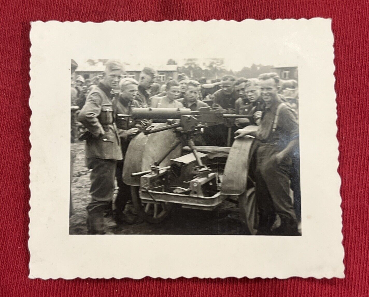SOLDIERS SMILING WITH MACHINE GUN TURRET WW2 WWII German Military photo ...