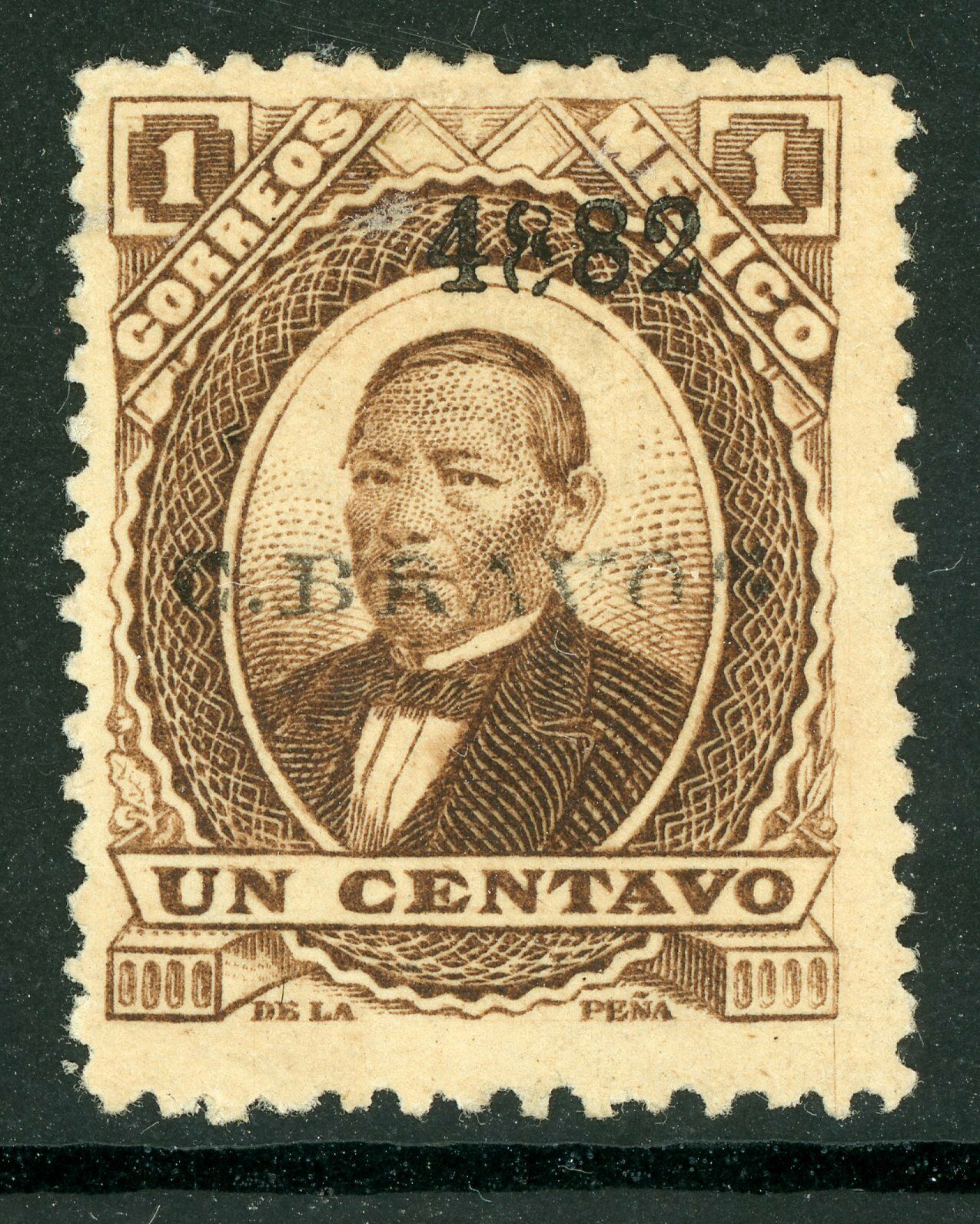Mexico 1879 Foreign Mail Issue 1¢ C BRAVOS Thick Paper Scott 123 Mint ...