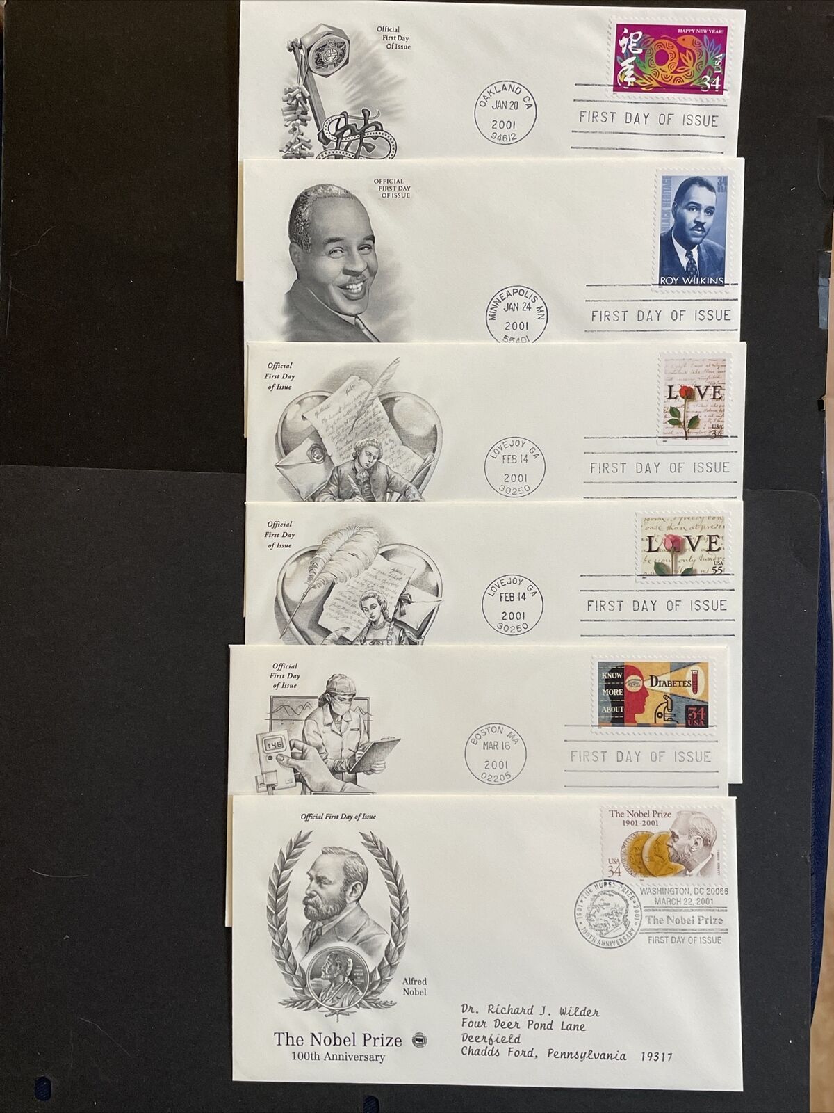 24 Different US FDCs from 2001 with Postal Commemorative Society ...