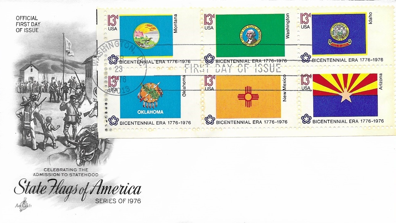 1976 FDC, #1633-1682, 13c State Flags, Art Craft (10), blocks | United ...
