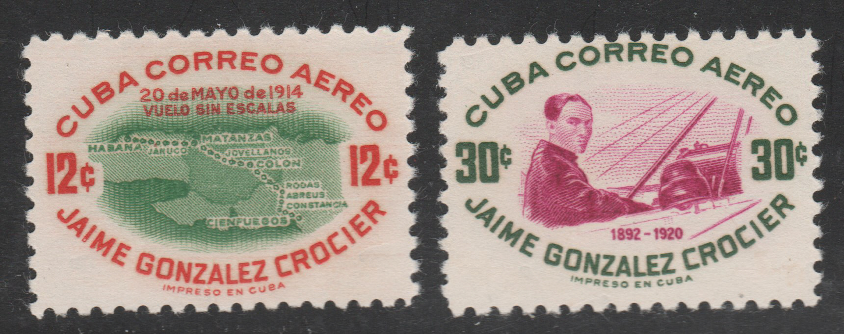 1955 Cuba Stamps Map and Crocier Aviation Pioneer Complete Set MNH ...