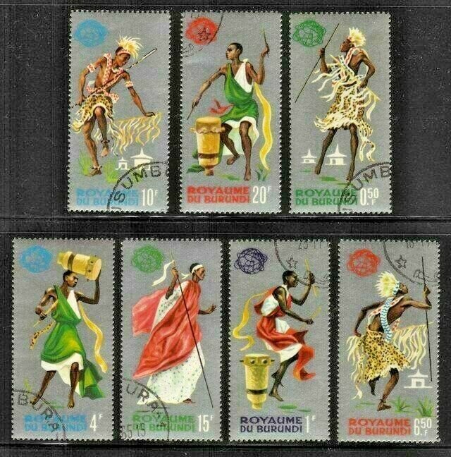 Stamps Royaume Du Burundi Native Dancers & Drummers 1965 - Set of 7 ...