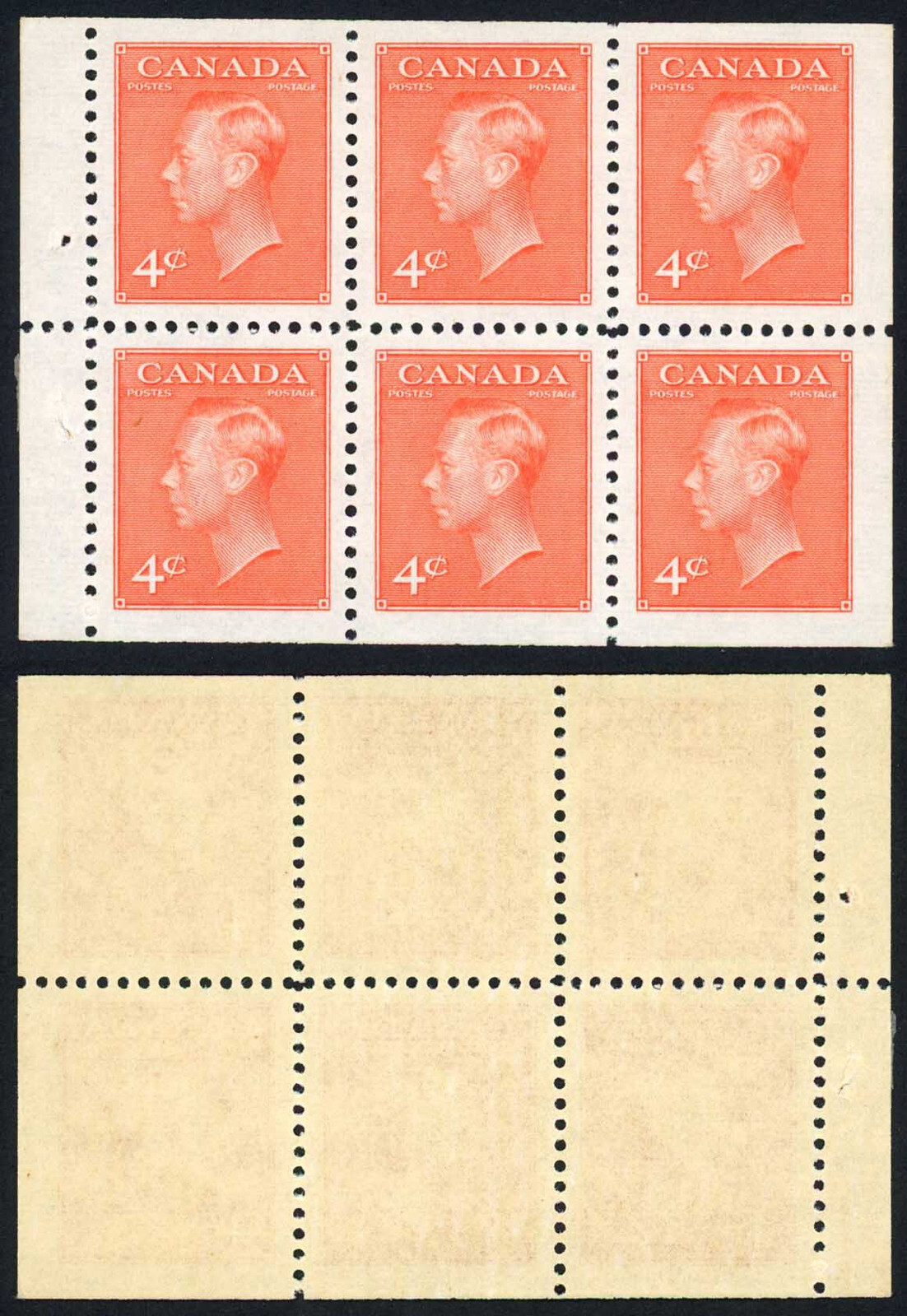 Canada SG417ba 4c Vermilion Booklet pane of 6 FINE U/M Cat 8 pounds ...