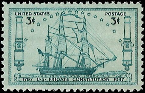 U.S. Scott # 951 1947 3c bl grn Frigate Constitution mint-nh- vf ...