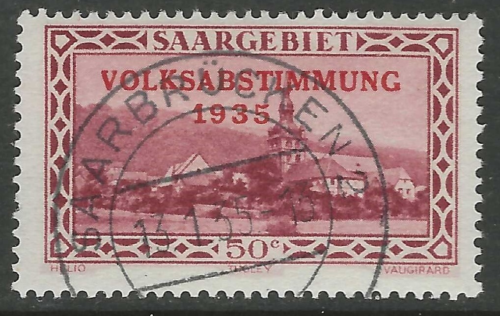 SAAR 1934 50c PLEBISCITE OVERPRINTED Pictorial Issue Sc 145 CTO Used ...