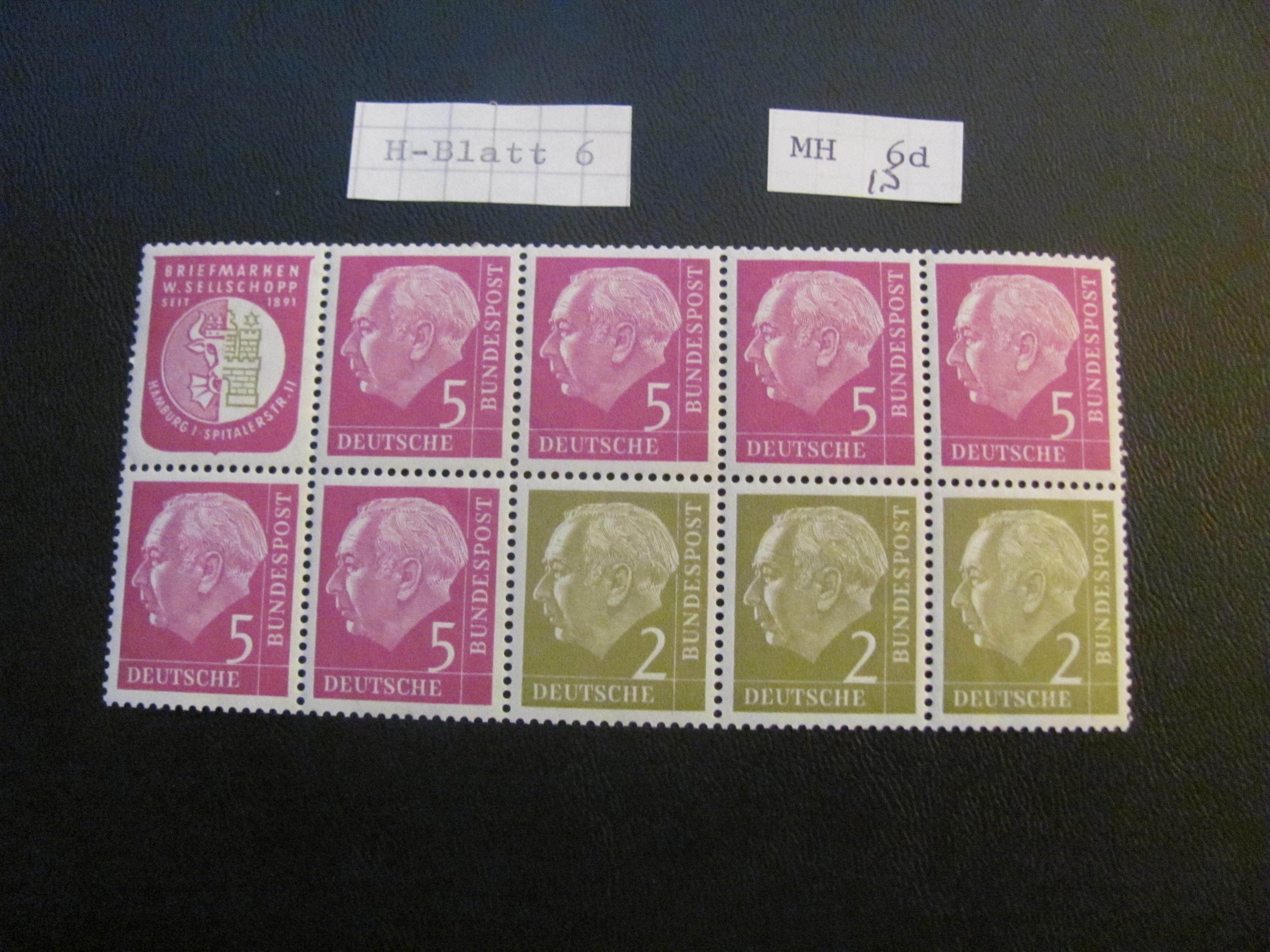 Germany 1956 MNH MI. H-Blatt 6 Booklet 15 Euros (130) | Europe ...