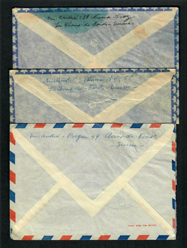 #143 (9) Covers (3) Examined Luftpost 1940-1950s Semi Post Sets Multi ...