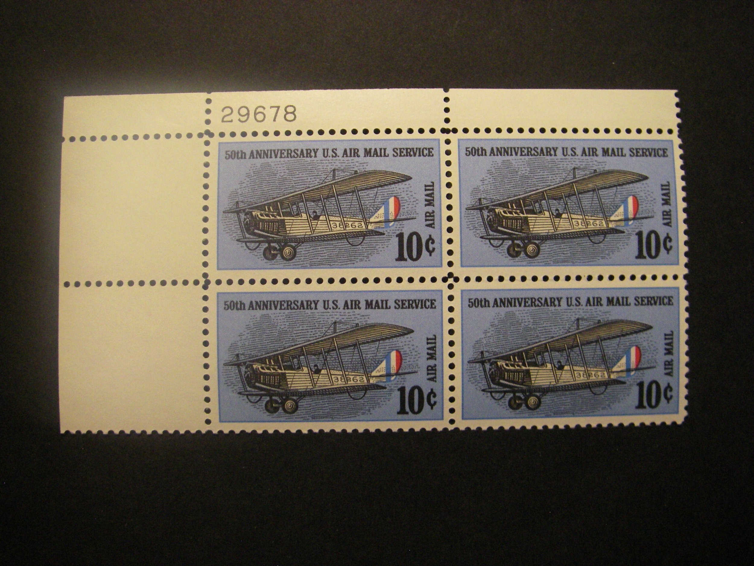 Scott C74, 10c Airmail Service, PB4 #29678 UL, MNH Airmail Beauty ...