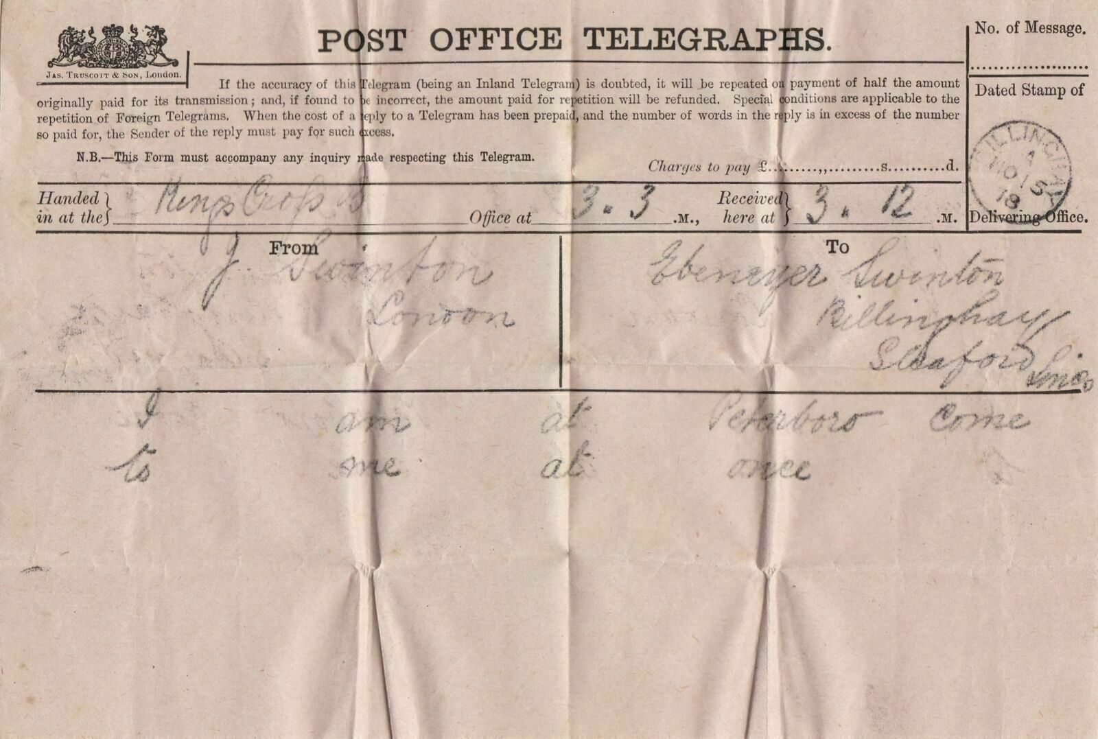 Great Britain Post Office Telegrams 1918 Folded Ref 31111 | Great ...