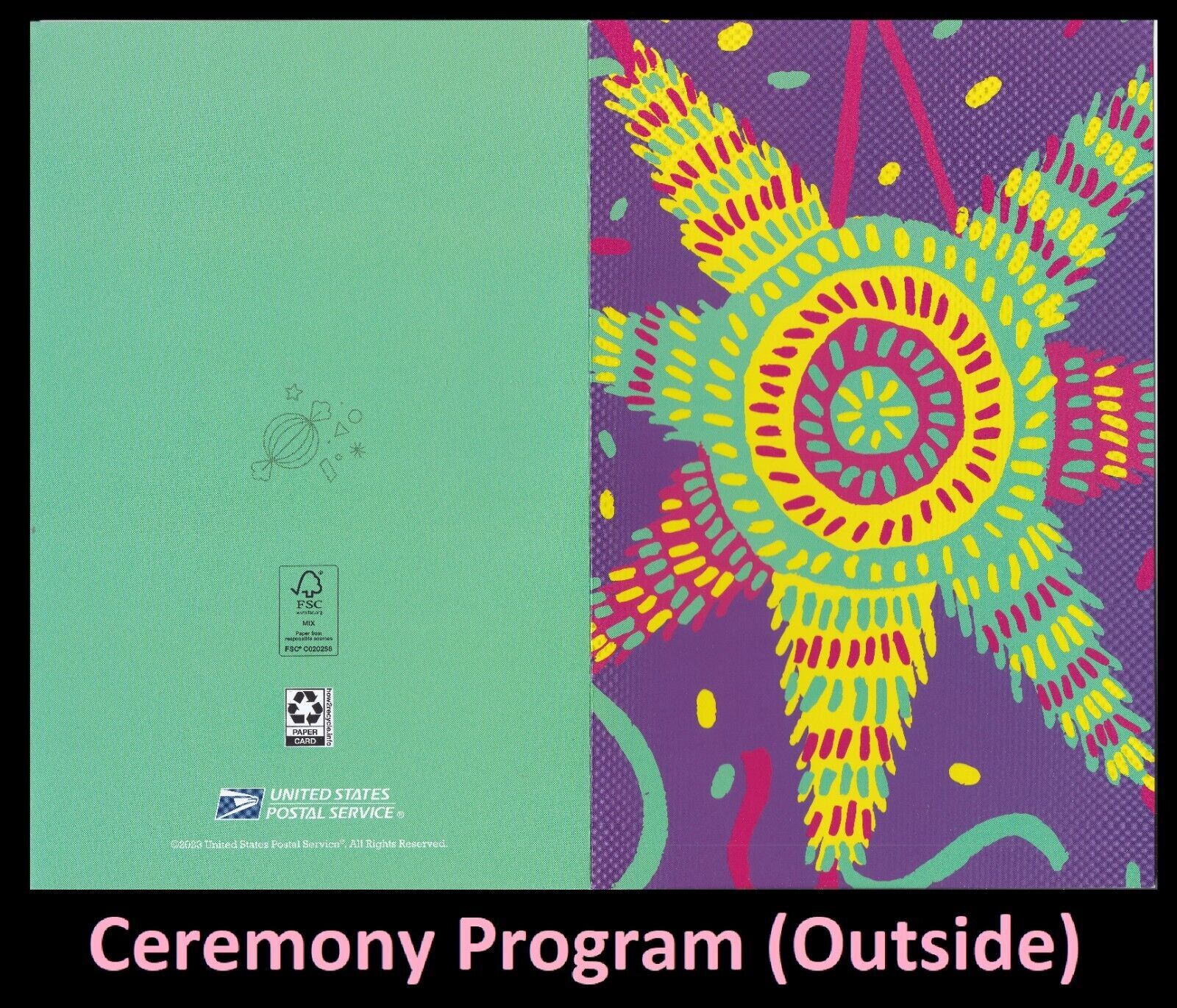 US 5814 Piñatas Pinatas 7-point Star green Ceremony Program FDC 2023 ...