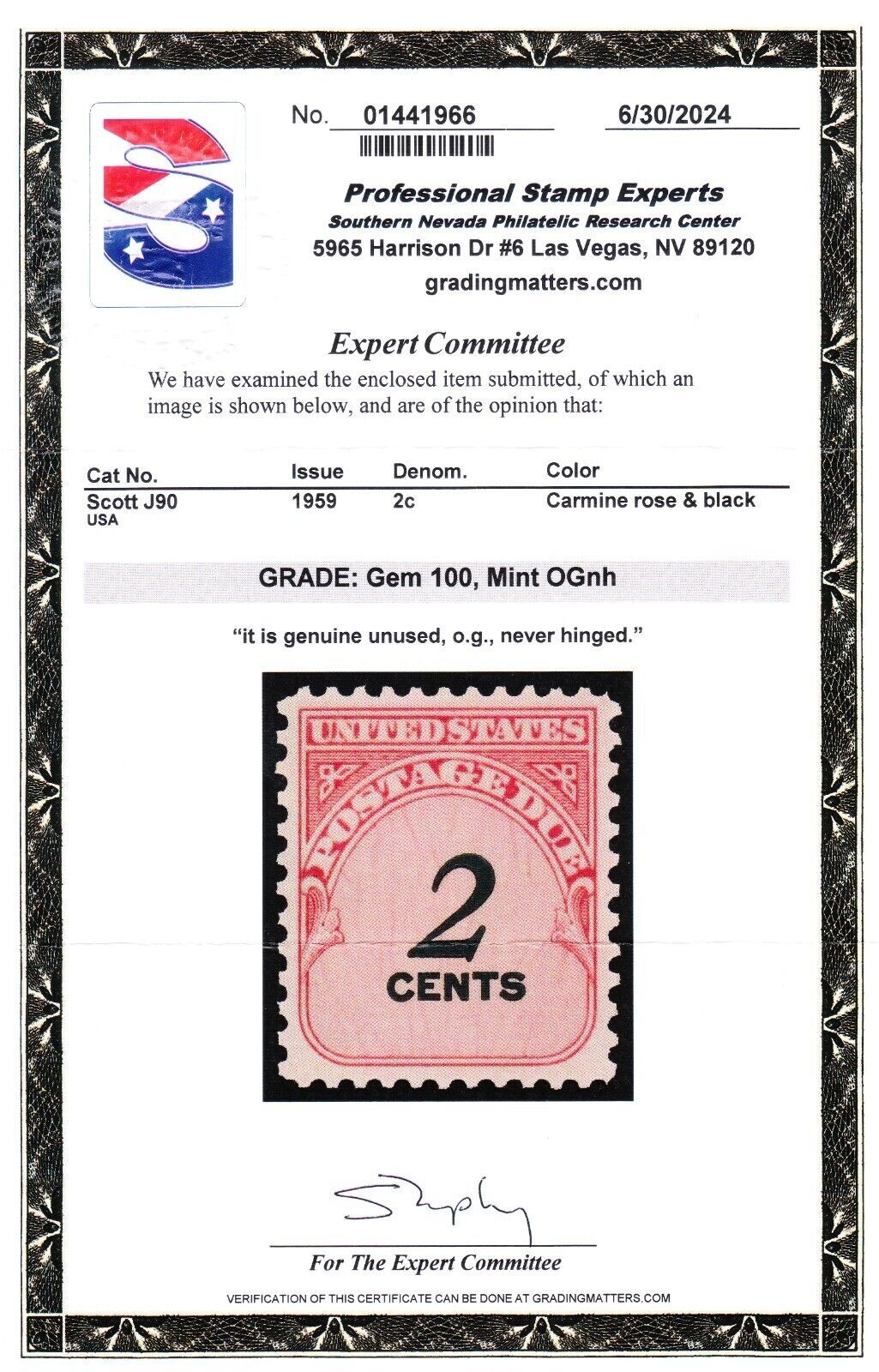 MOstamps - US #J90 Mint OG NH Grade 100 with PSE Cert - Lot # MO-5276 ...