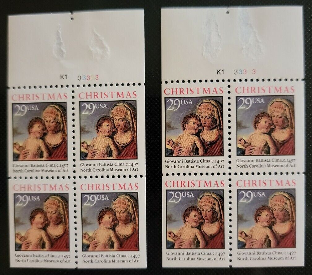 Scott #2790a Madonna (Giovanni Battista Cima) (2) Panes of 4 Stamps ...