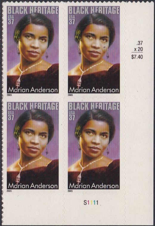 3896 Marian Anderson Plate Block MNH | United States, General Issue ...