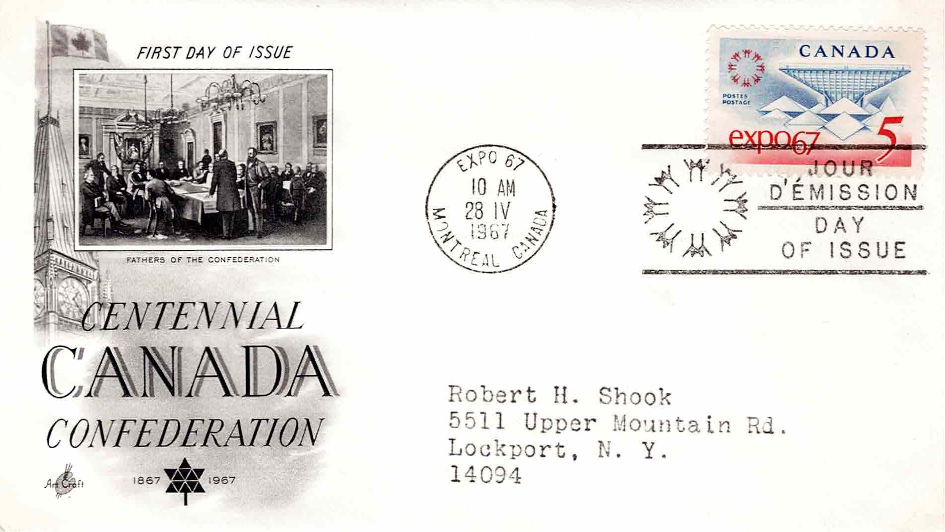 Canada 1967 FDC Sc 469 Centennial Confederation Artcraft Cachet First ...