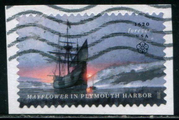 5524 US (55c) Mayflower in Plymouth Harbor SA, used on paper | United ...