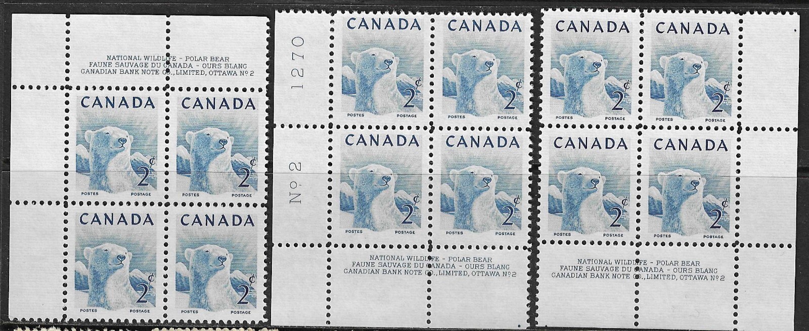 Canada - #322 - 2c Polar Bear Plate #2 Blocks MNH Wildlife | Canada ...