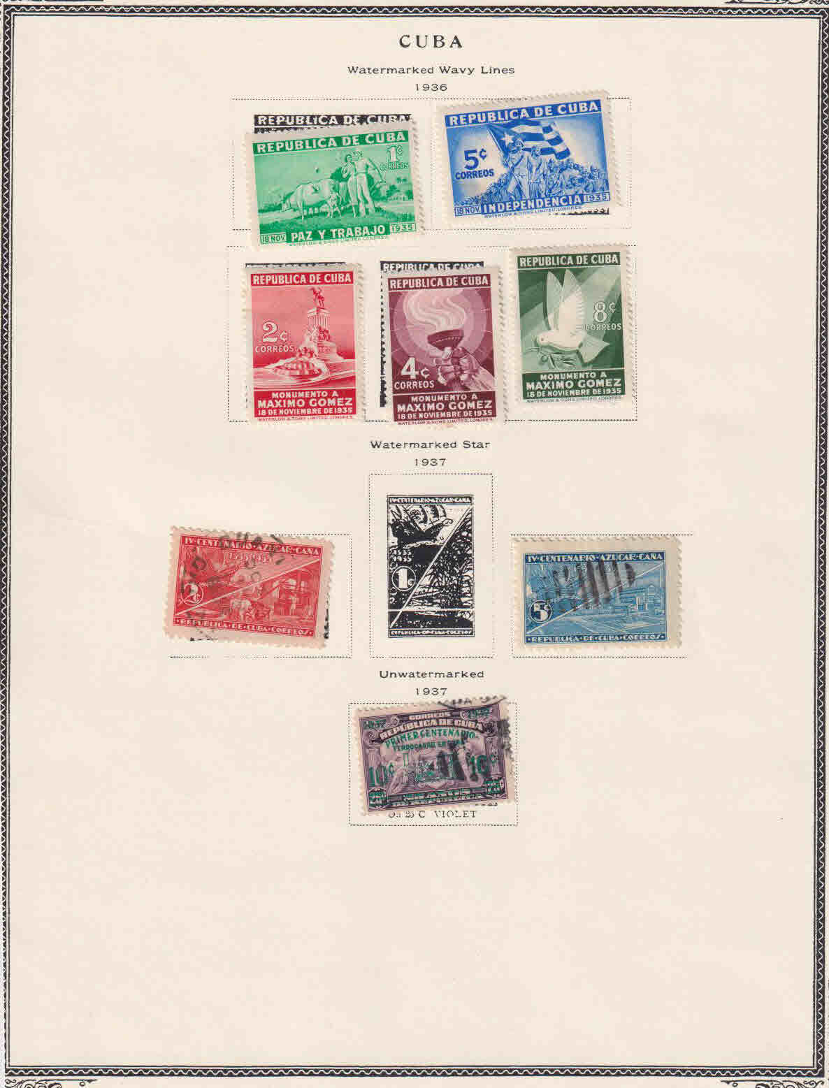 Cuba Seven Album Pages Collection LOT Mint Used 86 Stamps 1940s ...
