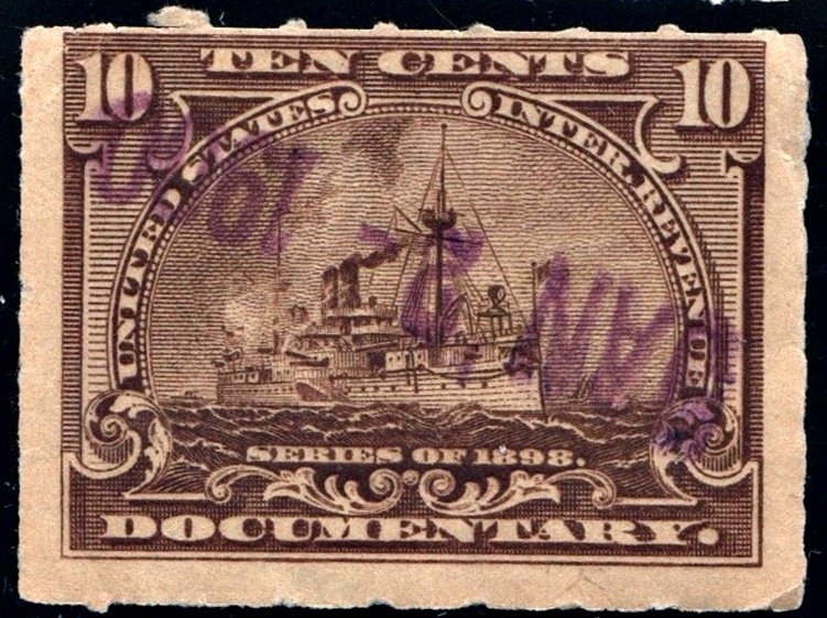 R168 10¢ Documentary Stamp (1898) Used/Date Stamped | United States ...