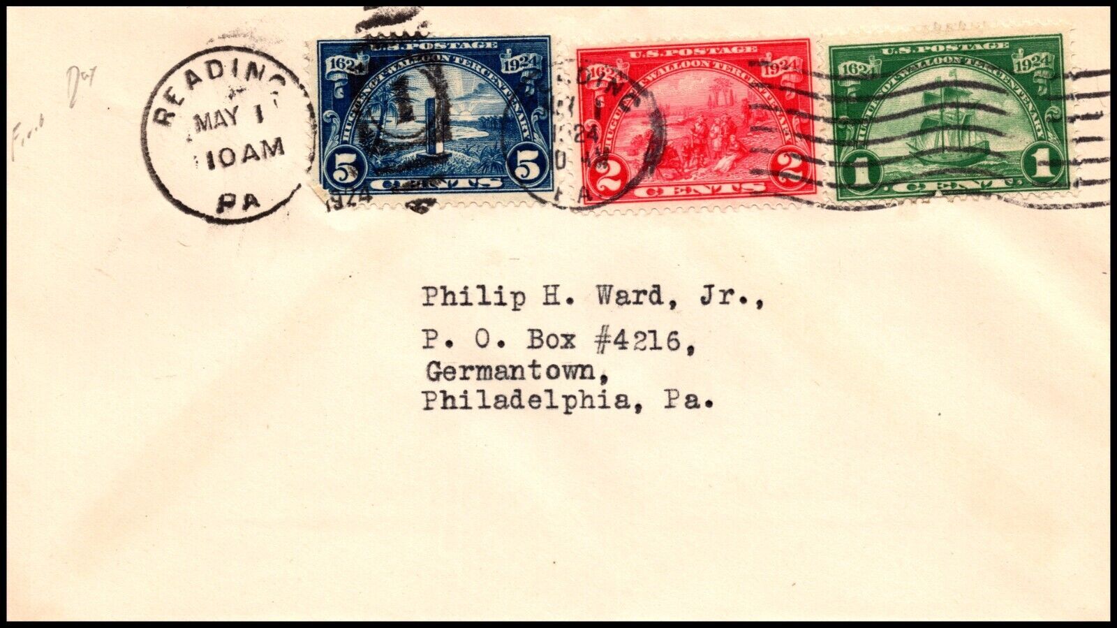 Scott 614 - 616 1 - 5 Cents Huguenot - Walloon Ward FDC Reading Cxl ...