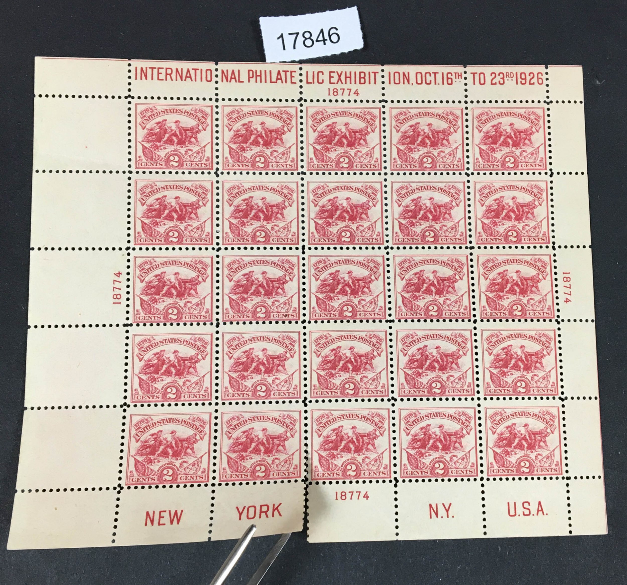 US Stamps # 630 Mint OG H Minor Perf Sep'S White Plains Sheet Lot#17846 ...