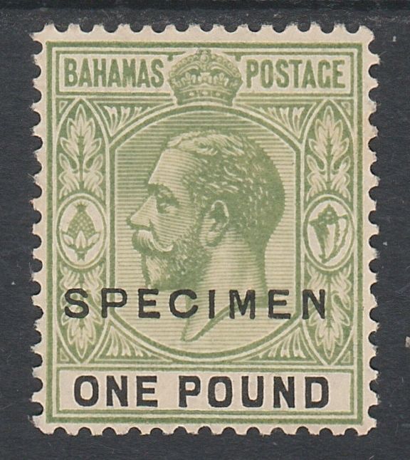 Bahamas 1921 KGV Specimen 1 Pound WMK Multi Script CA NO GUM ...