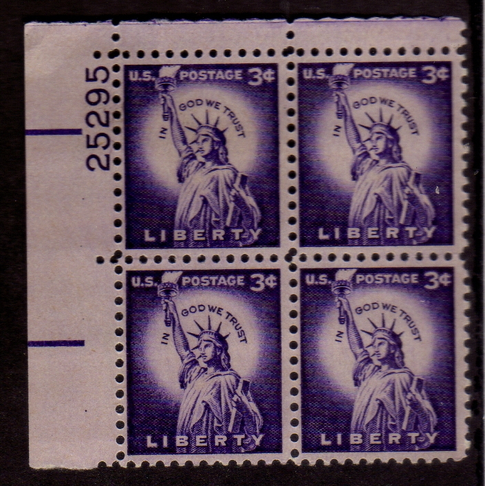 1035c 3c Liberty 25295 UL Plate Block | United States, General Issue ...