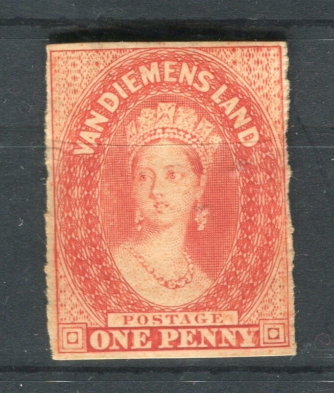 AUSTRALIA TASMANIA; Scarce QV 1d Imperf Chalon Head (1855) Perkins ...