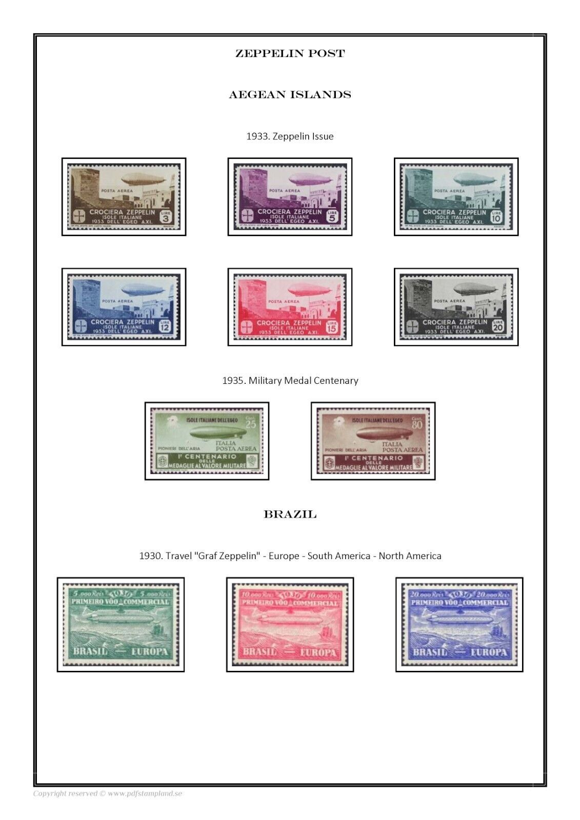 Zeppelin Post Airmail 1913-1936 PDF (DIGITAL) STAMP ALBUM PAGES ...
