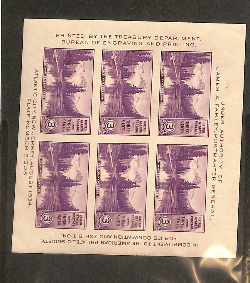 United States Postage Stamp, #750 Mint NH Sheet, 1934 Mt Rainier (BI ...