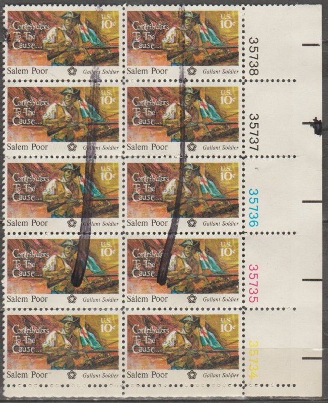 Scott 1560, "Salem Poor" USED, PB of 10 (#35734-38), .10 cent. | United ...