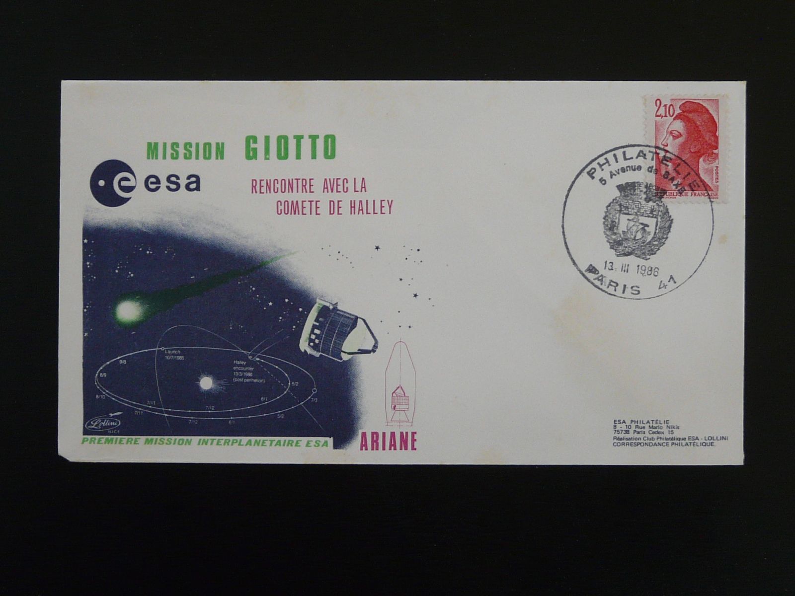 space cover Ariane mission Giotto Halley's comet France 1986 | Europe ...