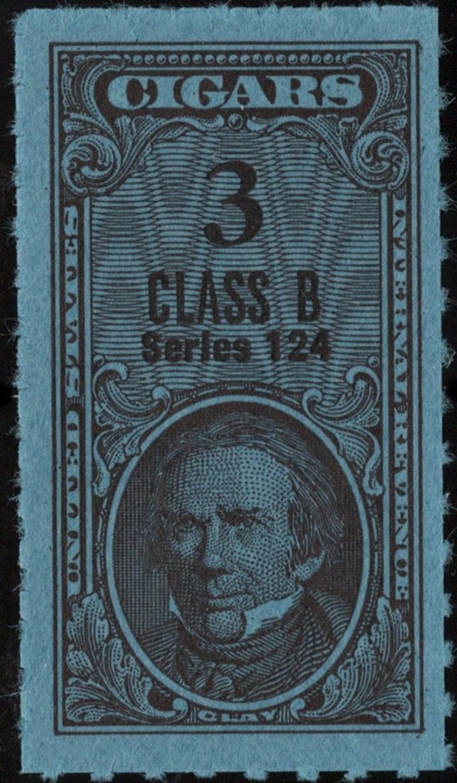 TC2516a Series 124: Class B Cigar Revenue Stamp: 3 Cigars (1954) NGAI ...