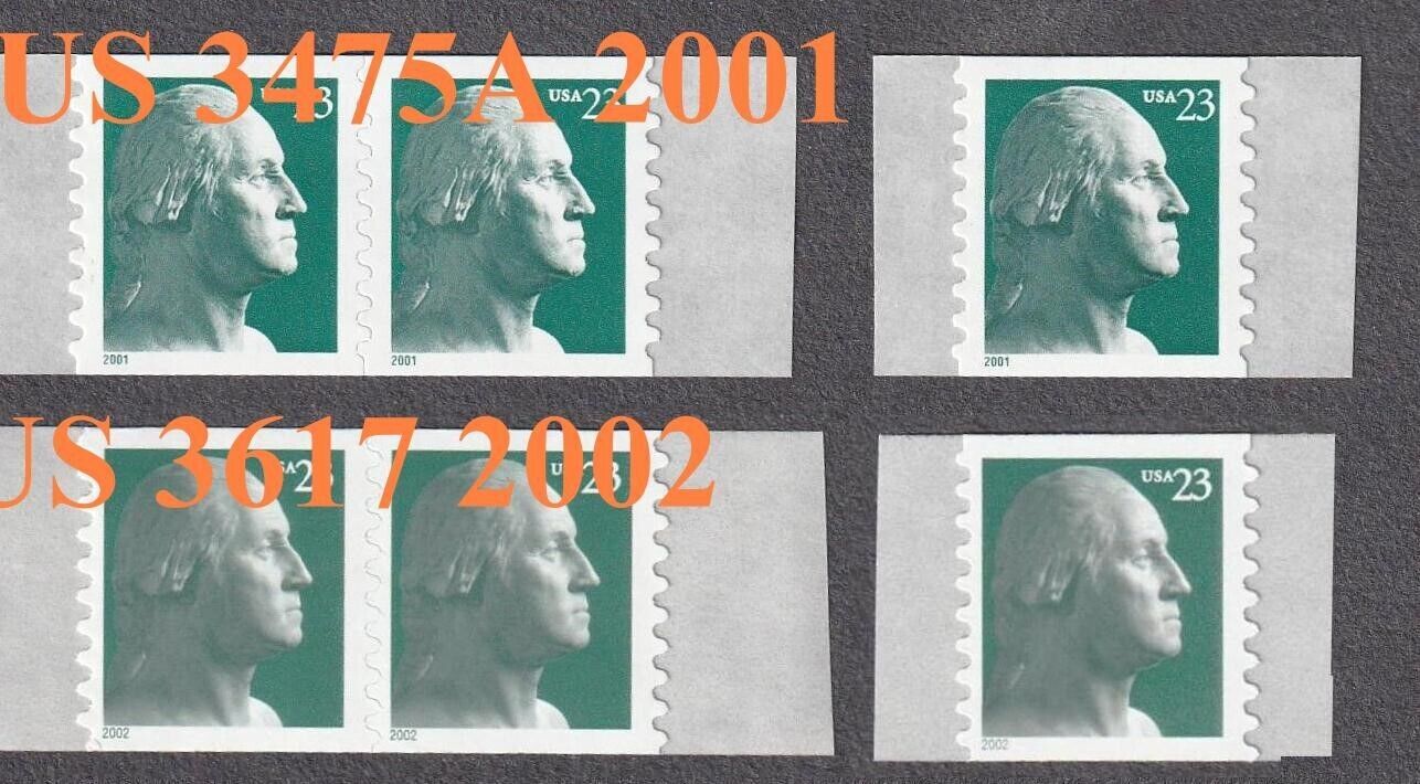 Pair 23c Washington SA US 3475A 2001, US 3617 2002 Lot((2) MNH F-VF ...