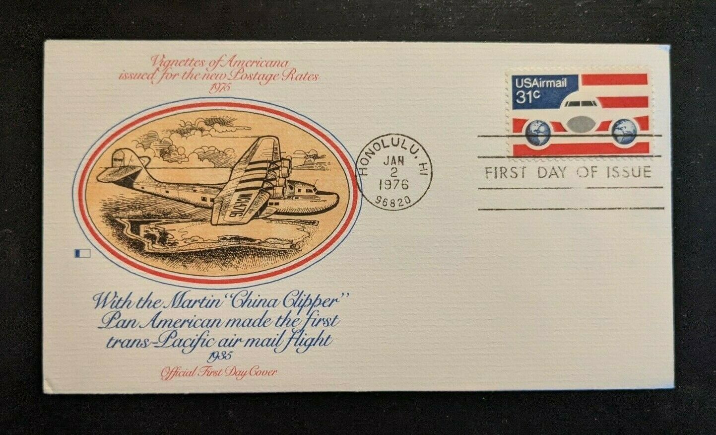 1976 Clipper First Flight Commemoration FDC Airmail Cover Honolulu ...