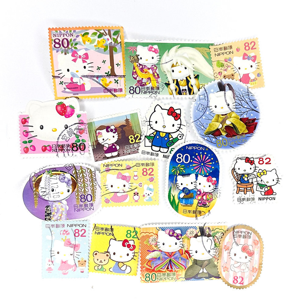 15 x Hello Kitty used Japanese postage stamps | United States, General ...