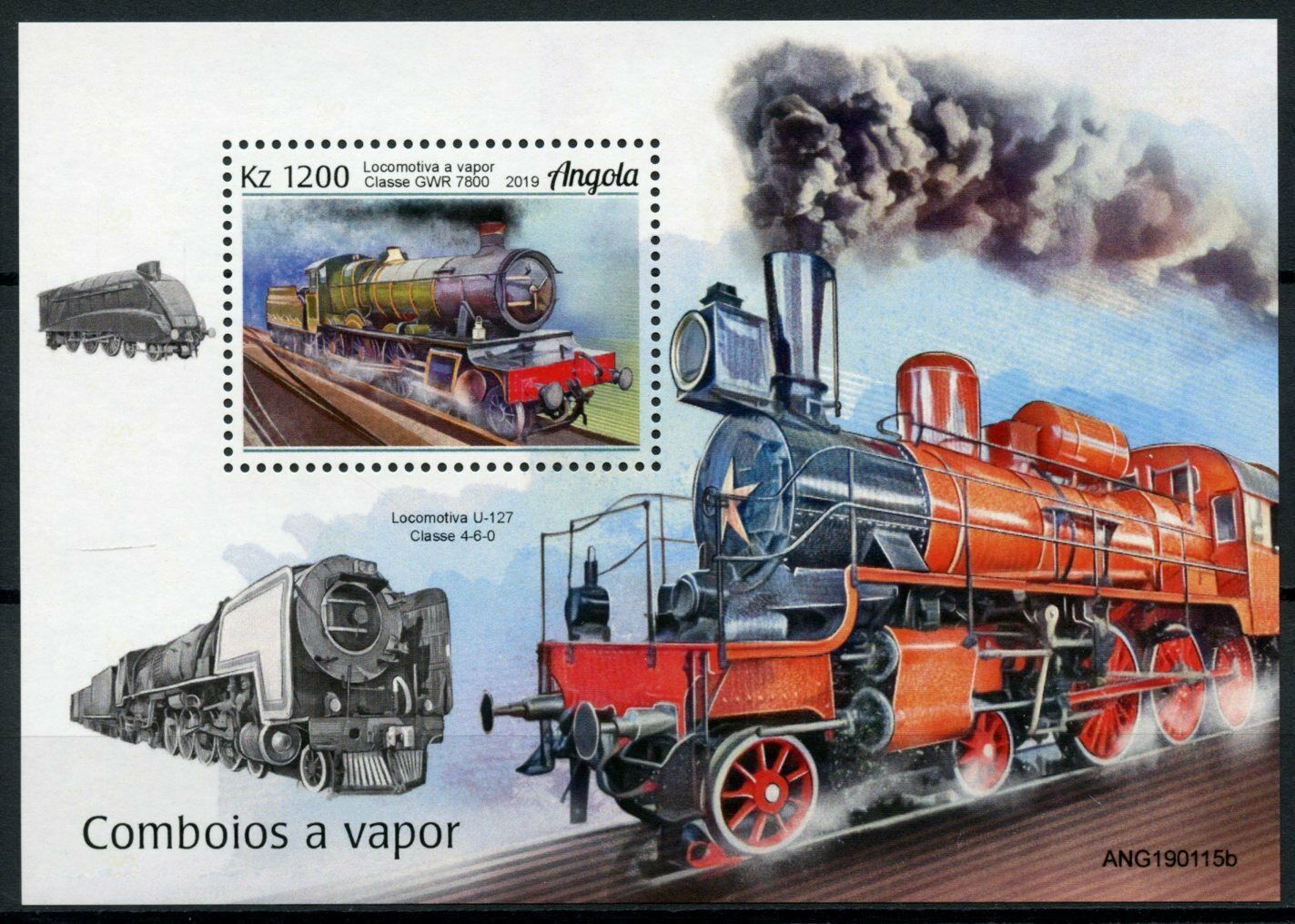 Angola Steam Trains Stamps 2019 MNH Locomotives GWR 7800 Railways Rail ...