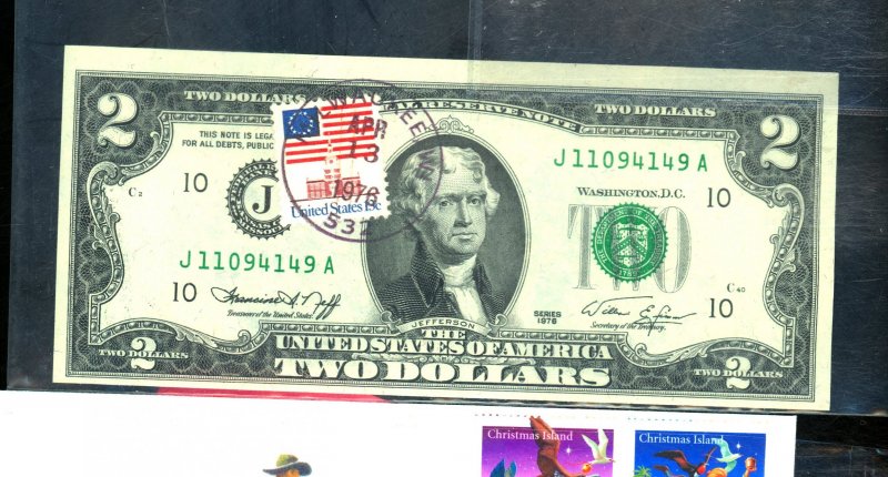 US $2 Note With First DAY Cancel | United States, Stamp / HipStamp