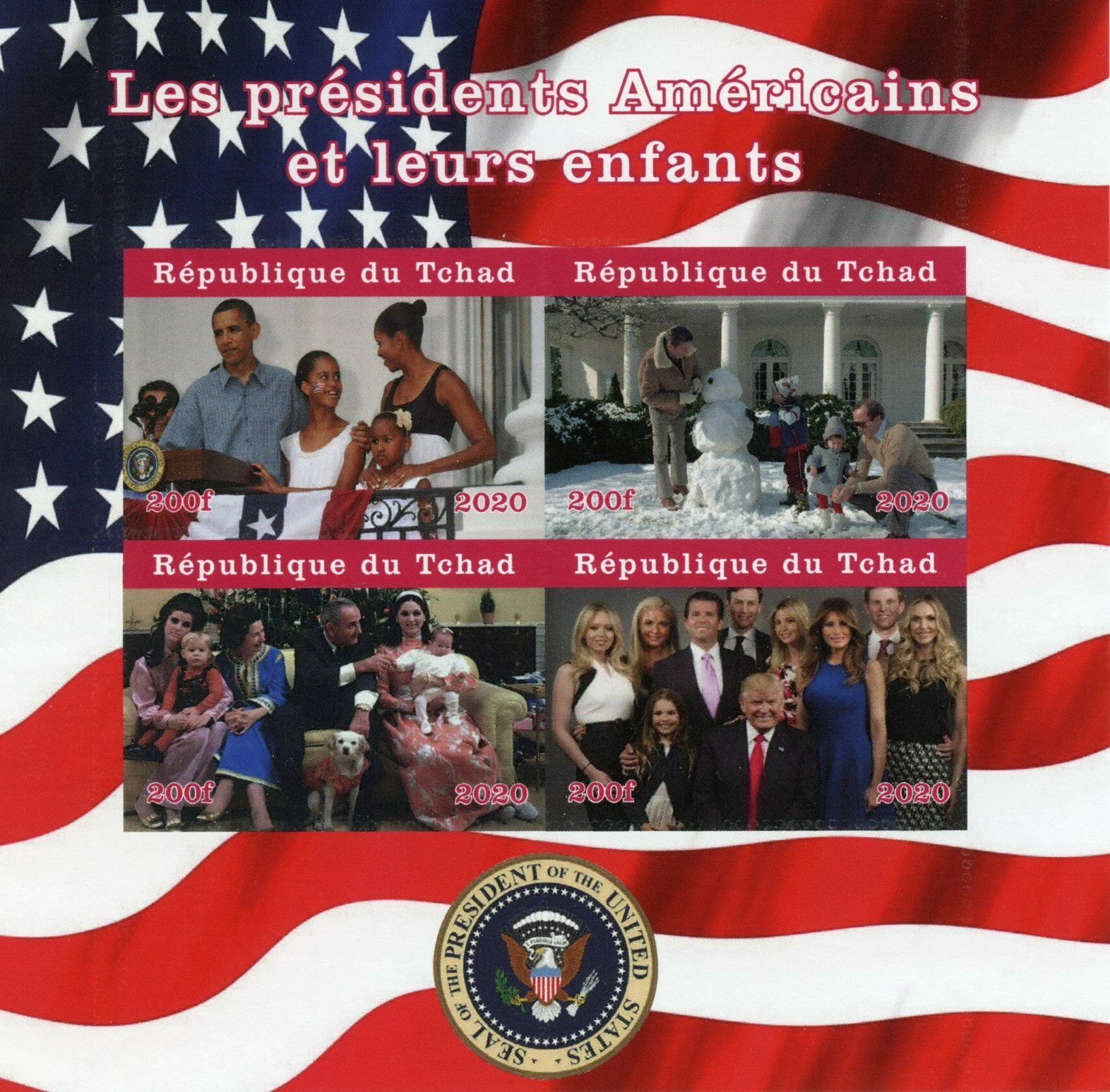 Chad US Presidents Stamps 2020 MNH Donald Trump Melania Barack Obama 4v ...