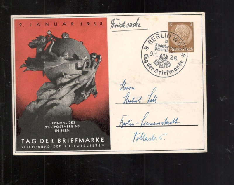 Germany Wwii ERA Propaganda Postal Card: 1938 TAG DER Briefmarke ...
