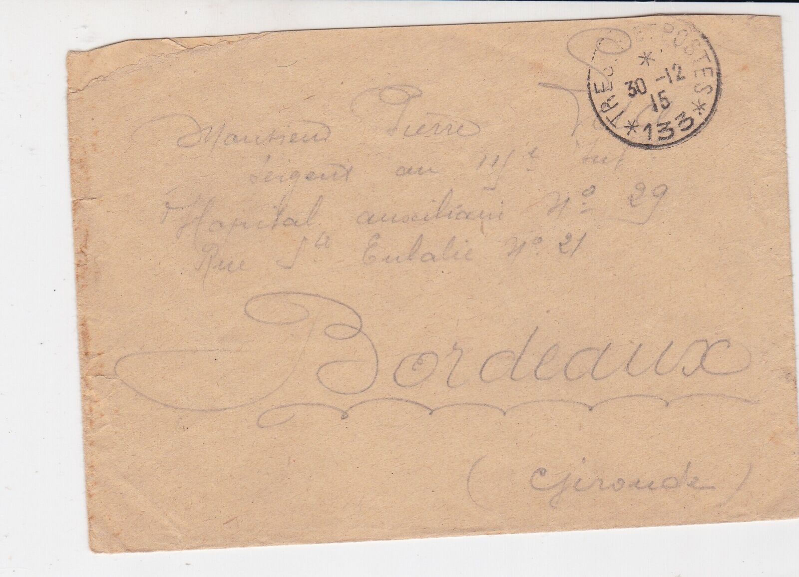 France WW1 French Military 1915 Tresor Et Postes No 133 Cover Ref 30967 ...