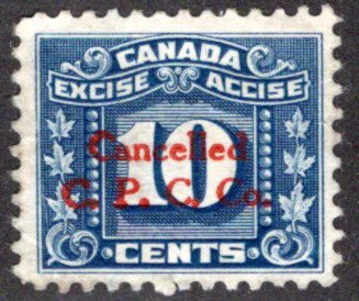 FX71, van Dam, Canada, Excise, 10c, "Canadian Playing Card Company ...