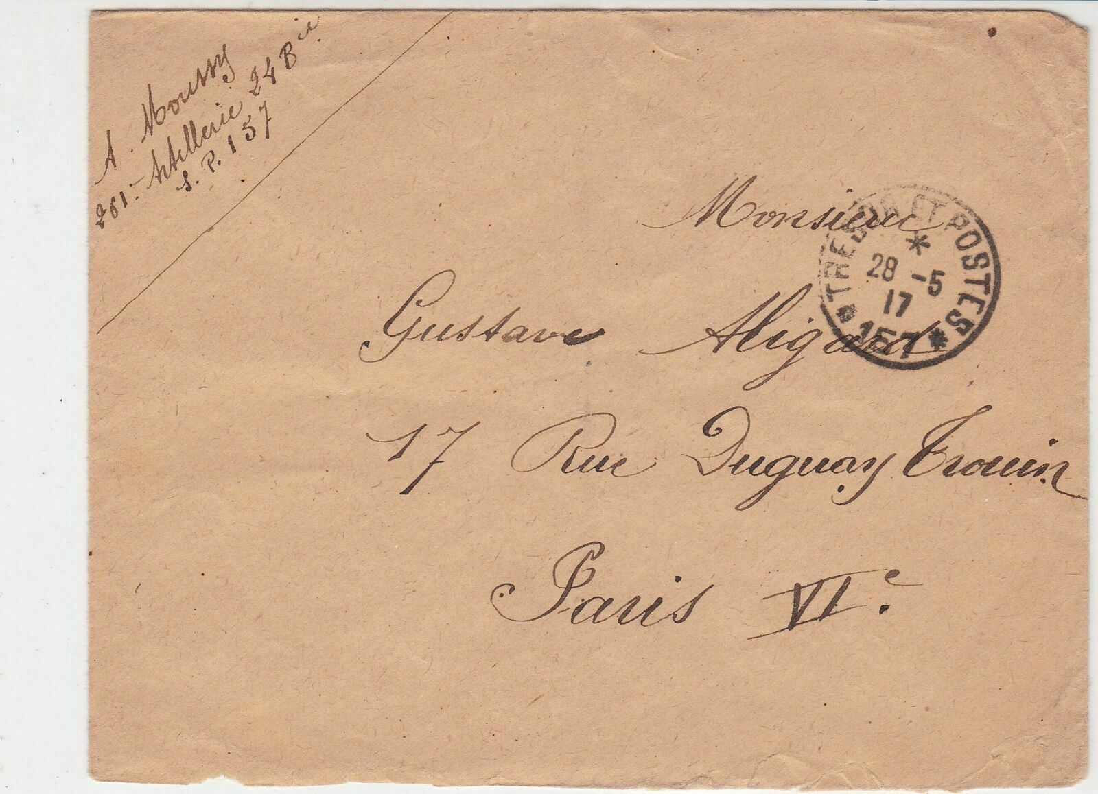 France WW1 French Military 1917 Tresor Et Postes No 157 Cover Ref 30950 ...