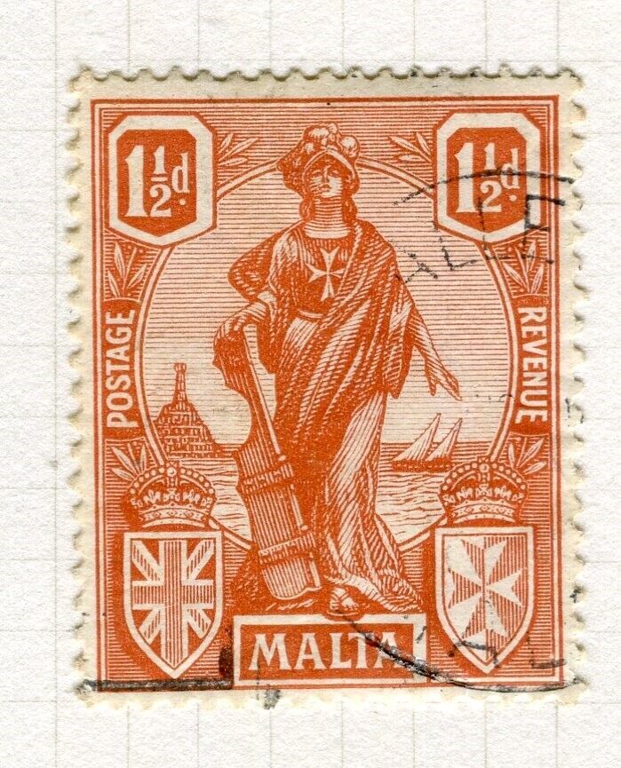 MALTA; 1922-23 early Pictorial issue fine used 1.5d. value | Europe ...