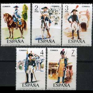 SPAIN 1975 - Scott# 1902-6 Military Uniform Set of 5 NH | Europe ...