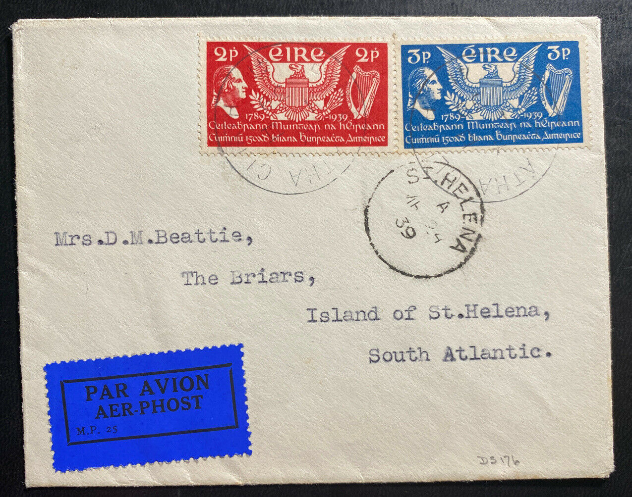 1939 Dublin Ireland All Up Airmail Service Cover to St Helena Island ...
