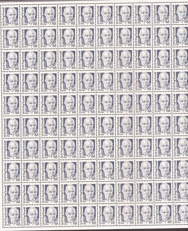 US Stamp - 1988 65c Army/Air Force General Hap Arnold - 100 Stamp Sheet ...