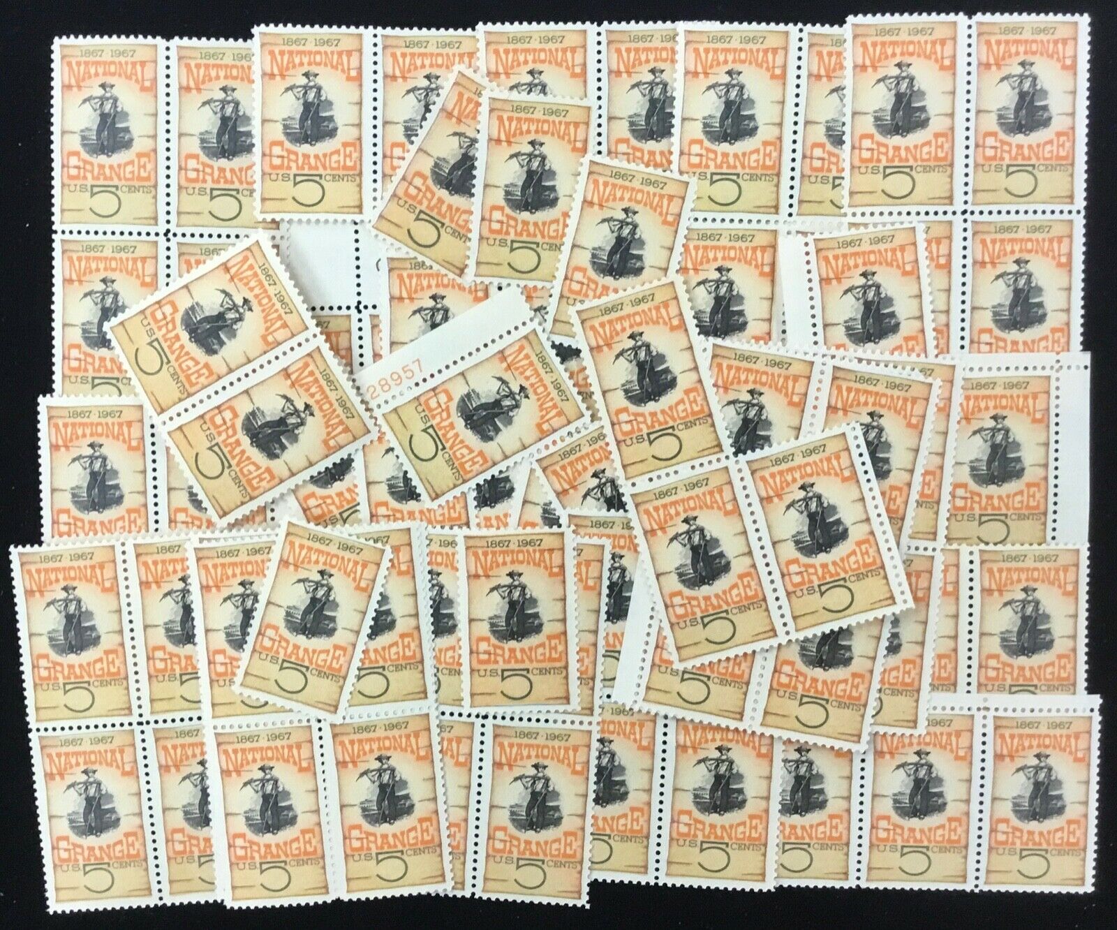 1323 National Grange Centennial. 100 count MNH 5 cents stamps. Issued ...