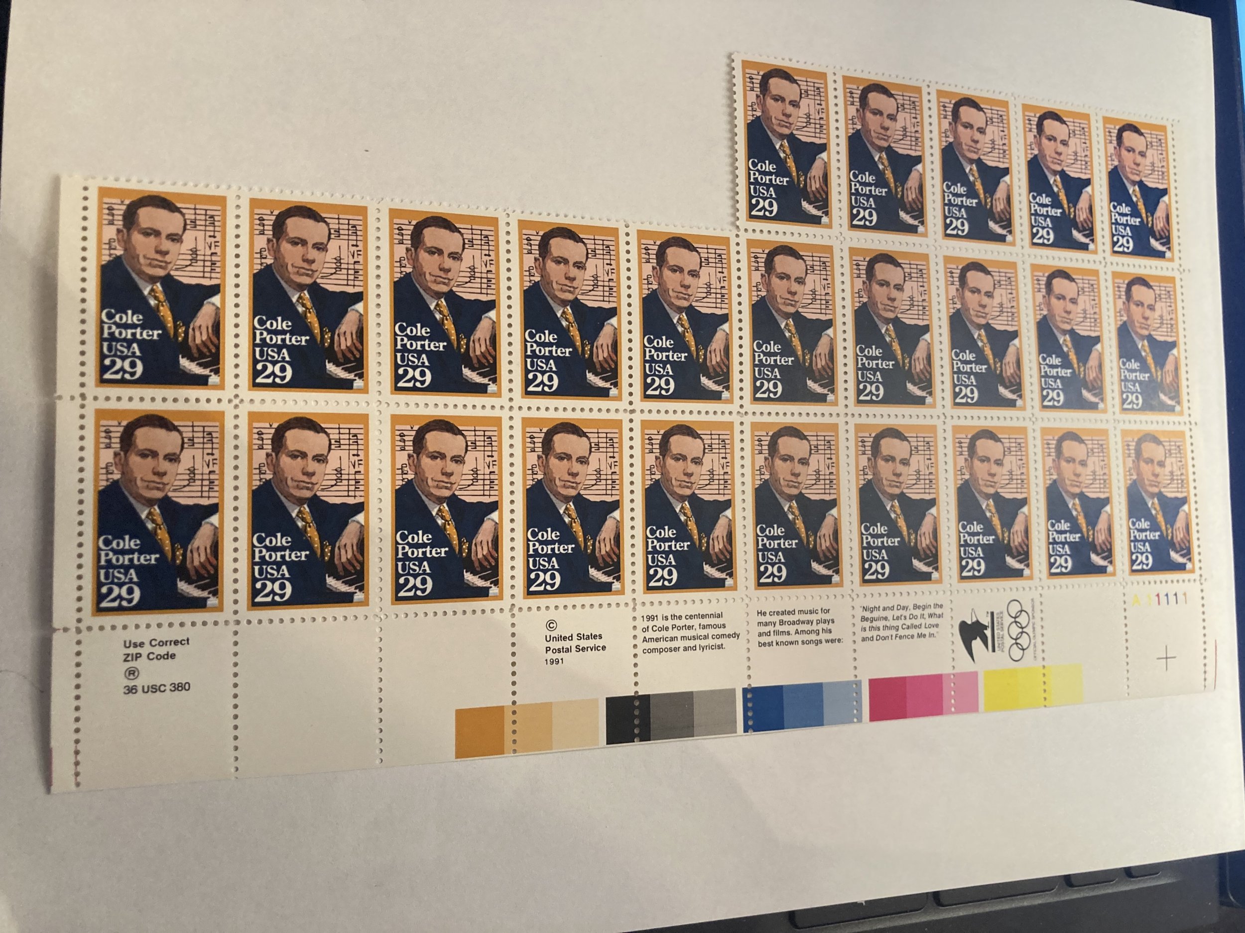 Scott 2550 from RL sheet 2 bottom rows 20 stamps plate # (A11111) M NH ...
