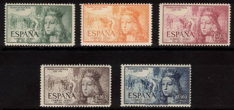 SPAIN 1951 Queen Isabella Airmails; Scott C132-36; MNH | Europe - Spain ...